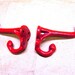 TWO Cast Iron RED Wall Hooks - Etsy