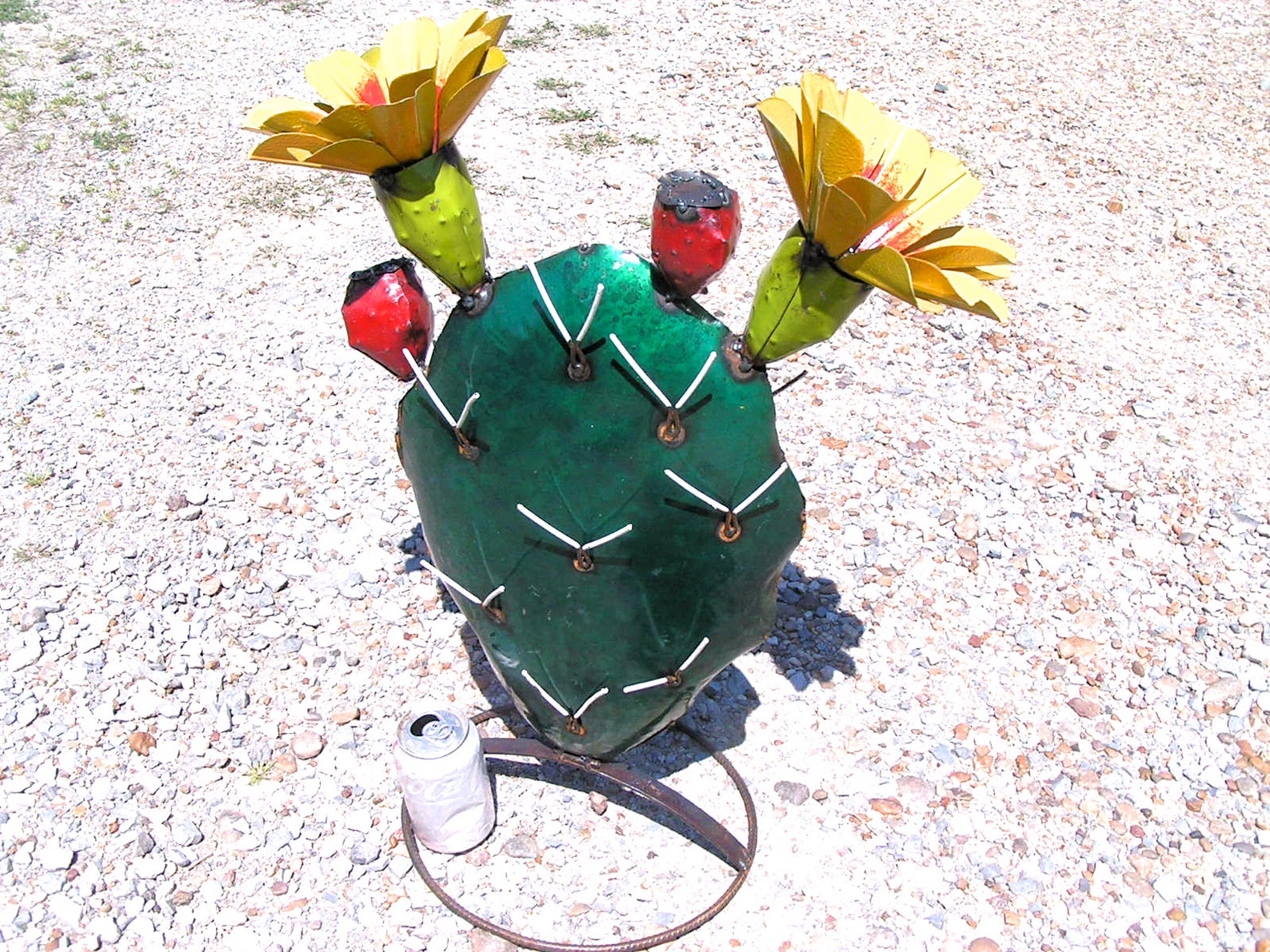 X LARGE Metal Art Barrel Cactus Sculpture With THORNS Junk - Etsy