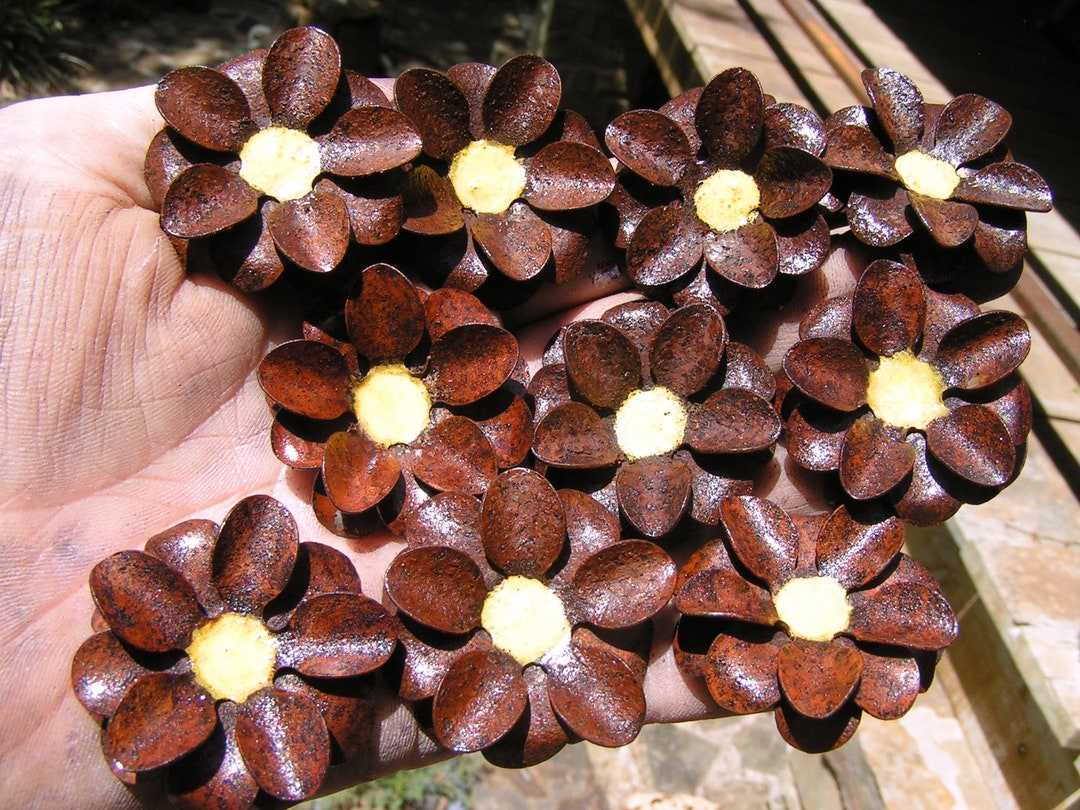10 Rusty Metal Rose Flowers for Accents, Embellishments, Crafting ...