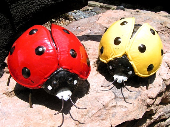 TWO Large Metal Art Ladybugs to Accent Walls Garden - Etsy