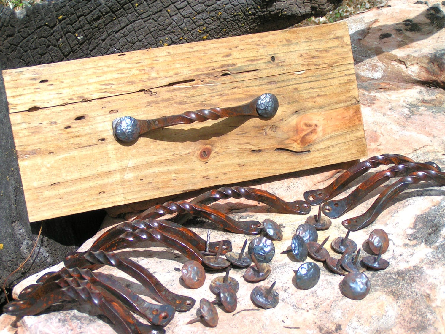 SIX Hand forged Twisted steel Handles pulls with 12 clavos | Etsy