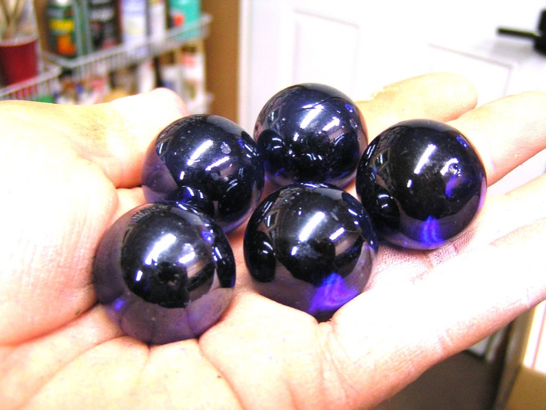 10 LARGE Glass Blue Marbles | Etsy