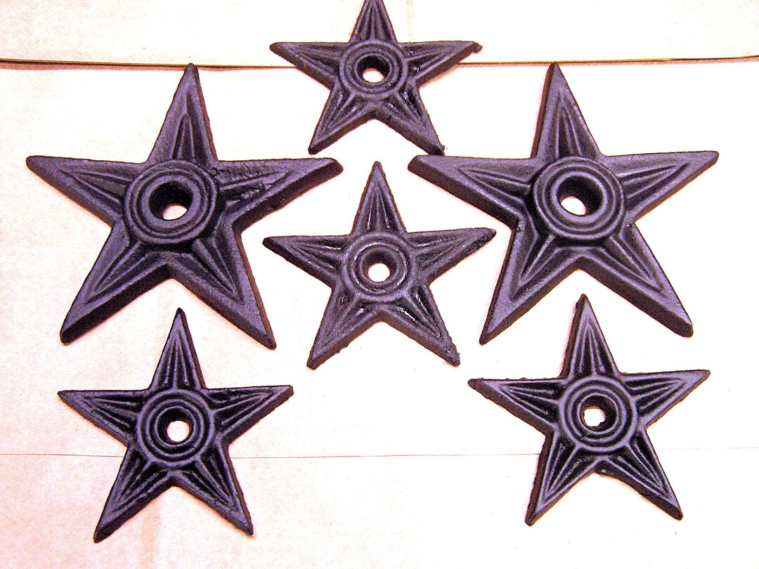6 Cast Iron Western Stars for Craft, Woodworking, Architectural ...