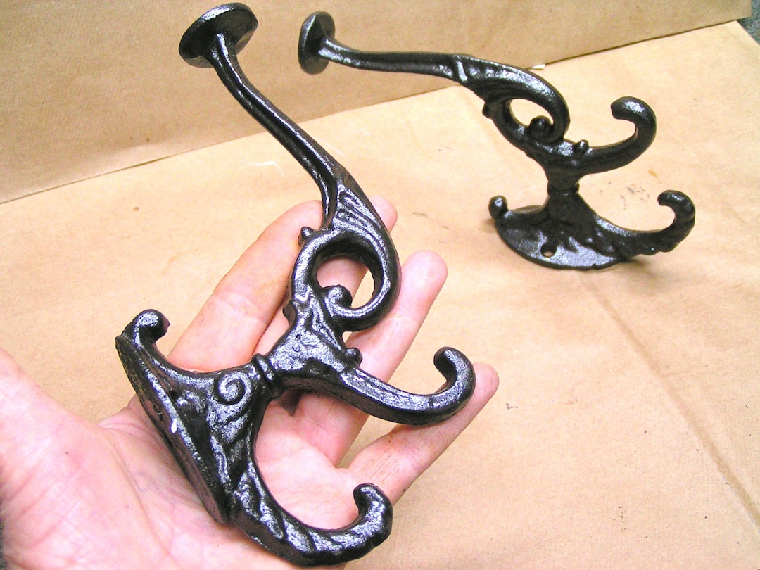 TWO Cast Iron Wall Hooks, Oil Rubbed Bronze Finish - Etsy