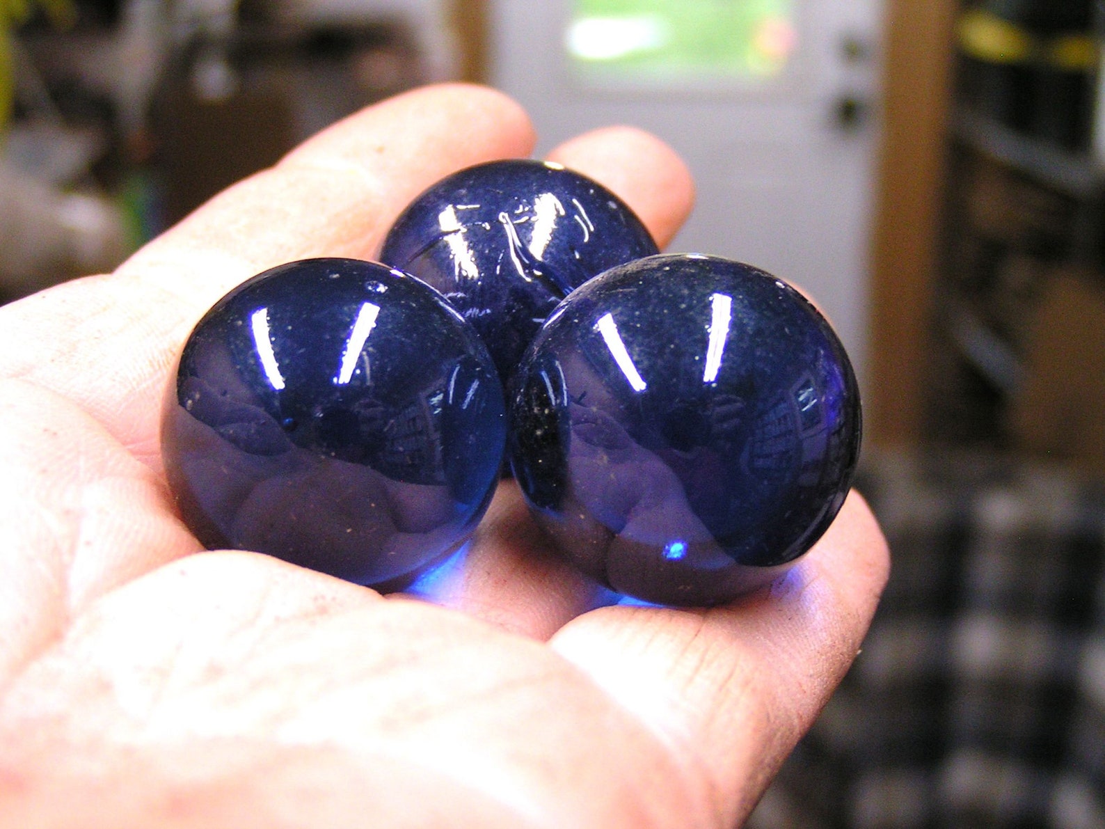 10 LARGE Glass Blue Marbles | Etsy