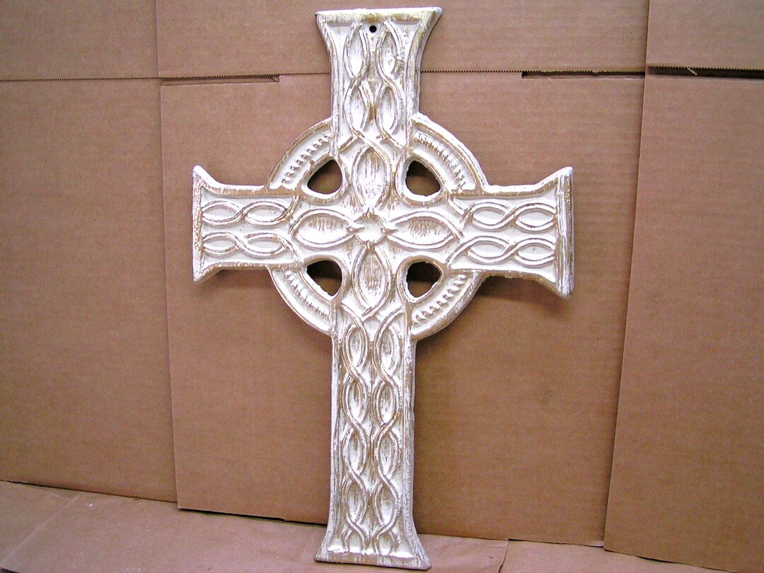 Large Cast Iron Wall Cross, off White Cream With Gold Highlights, Christian Wall Art, 18 3/4 ...
