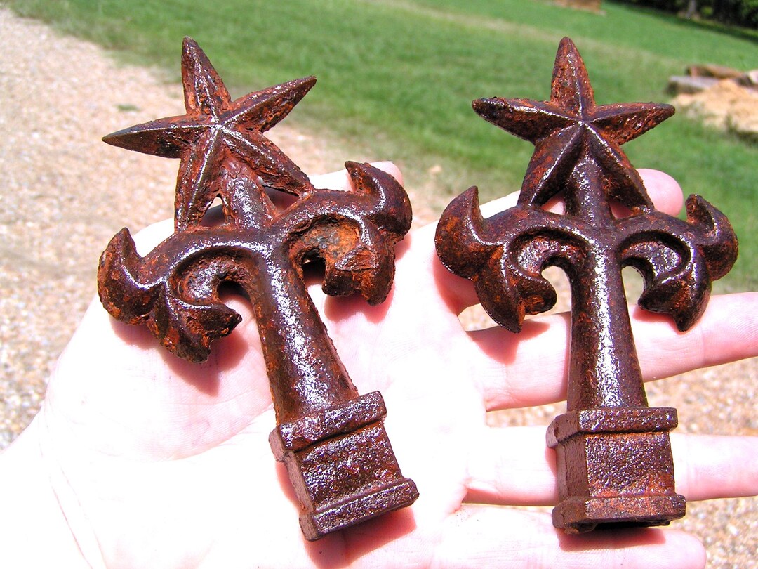 TWO Cast Iron Finials Architectural Rust Finish - Etsy