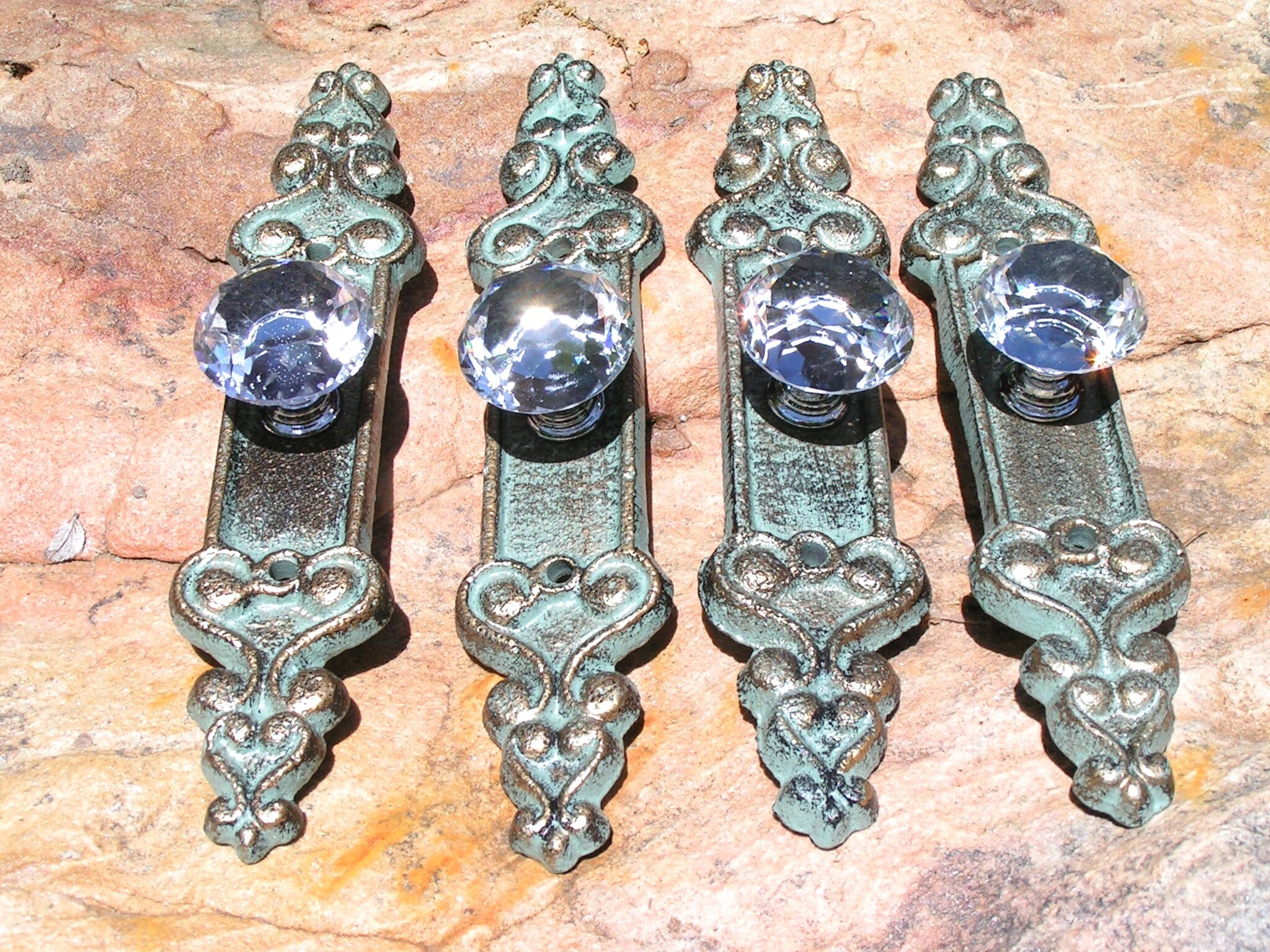 FOUR Crystal Style GLASS Cabinet Drawer Pulls Knobs Handles | Etsy