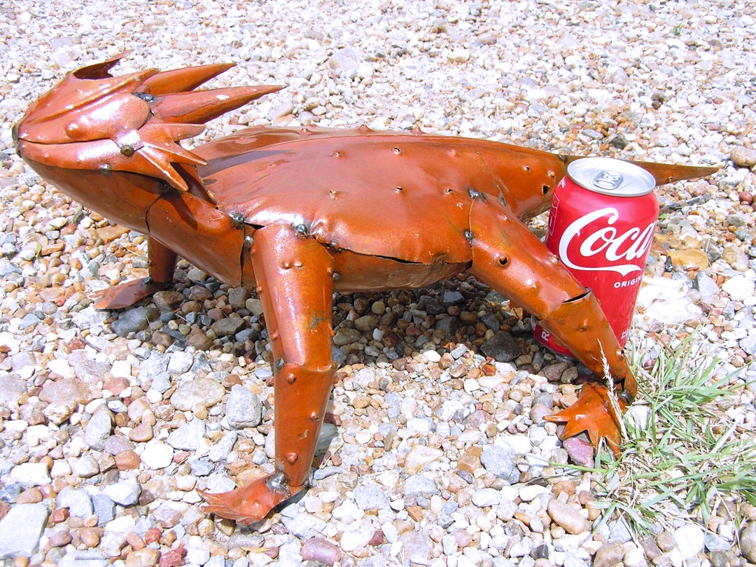 GIANT Metal Art Texas Horney Toad Junk Iron Art Frog Garden - Etsy
