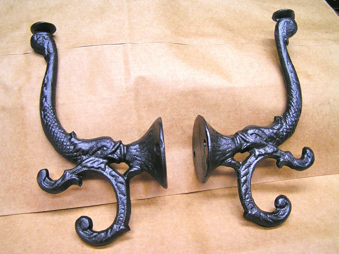 TWO Cast Iron Wall Hooks, Oil Rubbed Bronze Finish - Etsy