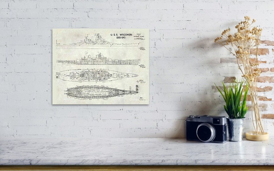USS Wisconsin Blueprint 11 X 14 | Etsy