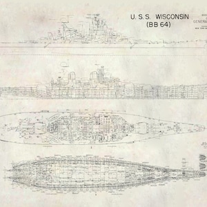 USS Wisconsin Blueprint 11" X 14" - Etsy