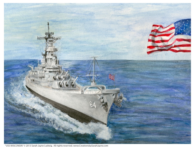 USS WISCONSIN Post Card (set of 5) - Etsy
