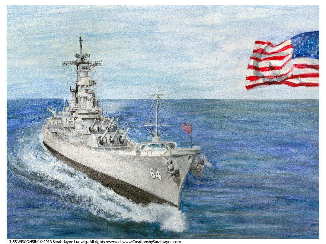 USS WISCONSIN Print - Etsy