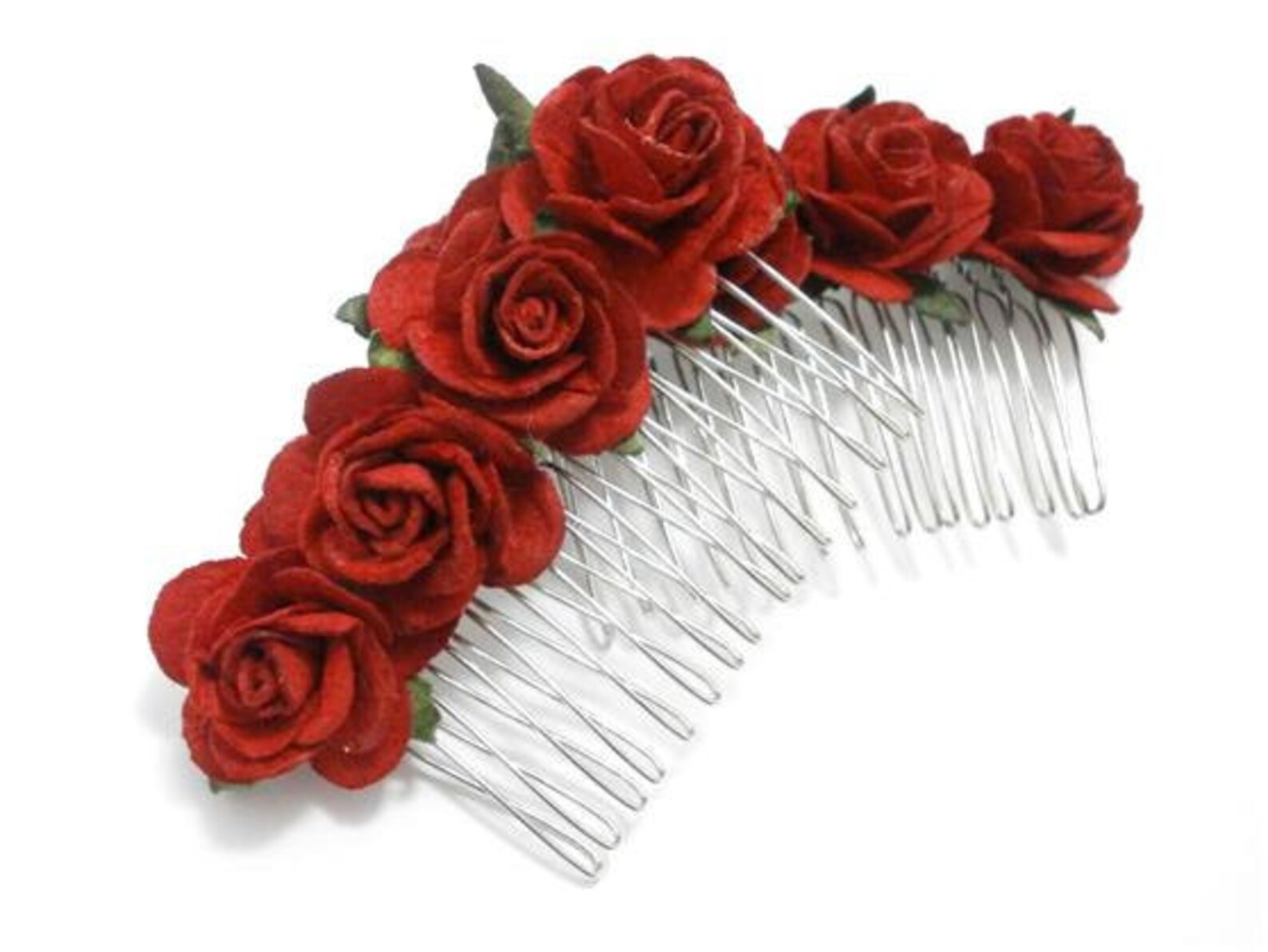 Red Rose Floral Hair Comb/ Traditional/ Classic/ Bridal/ - Etsy