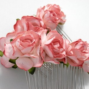 Tickled Pink Rose Floral Hair Comb/ Traditional/ Bridal/ - Etsy