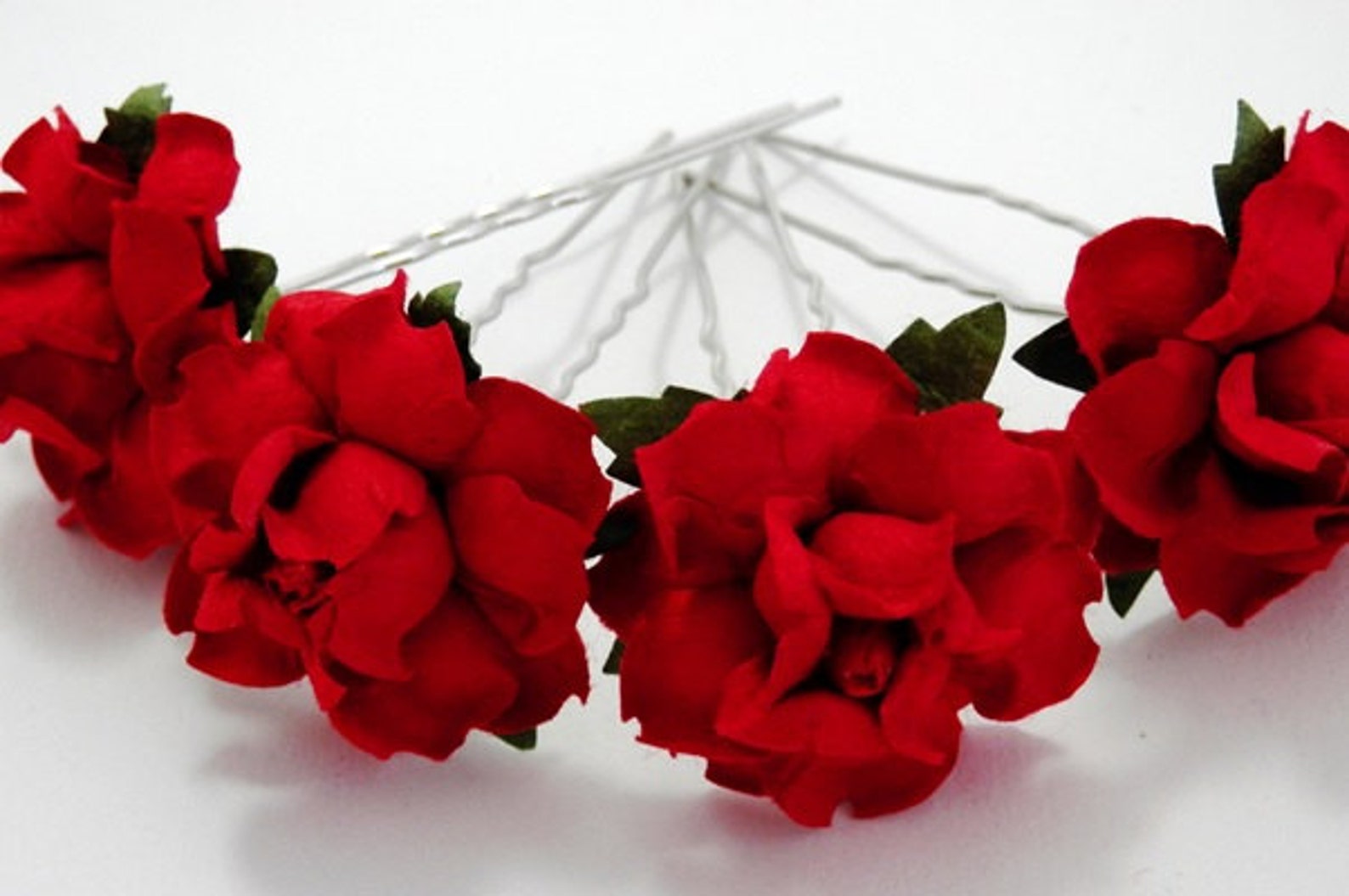 Bright Romantic Red Rose Floral Hair Pin Set/ Bridal/ Wedding - Etsy