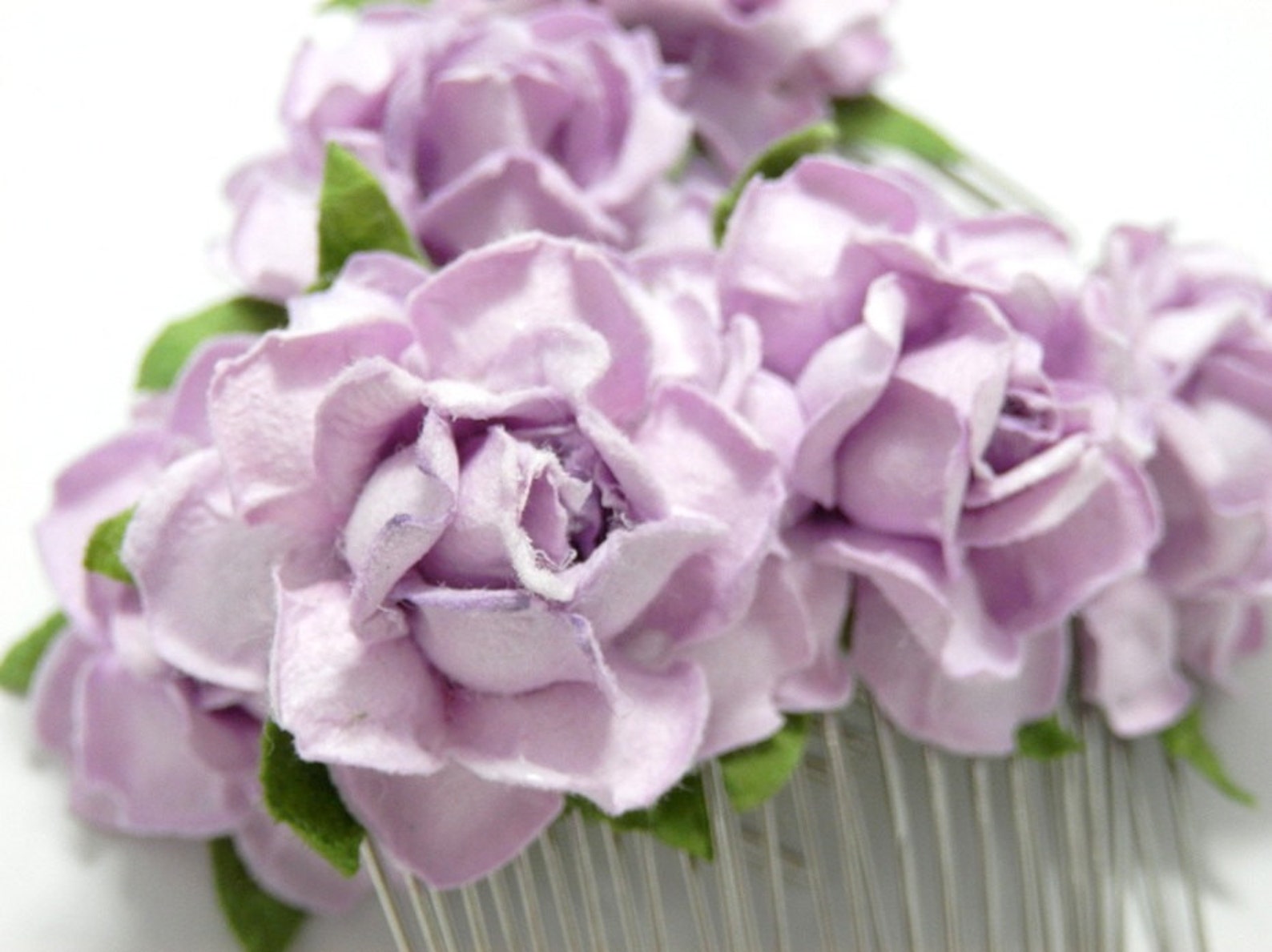 Lilac/ Light Violet/ Purple Rose Floral Hair Comb/ Bridal/ Wedding Hair ...