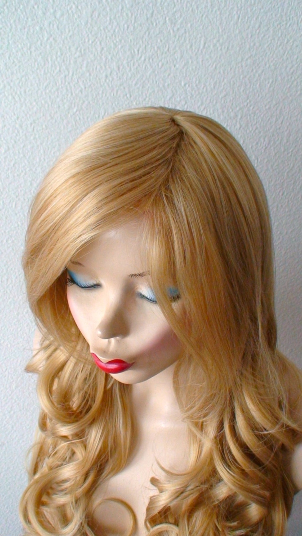 Blonde Ombre Wig 26 Curly Hair Side Bangs Wig Lace Etsy