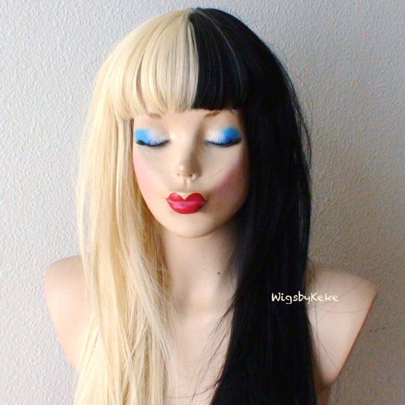 Half Black Half Blonde Wig Etsy