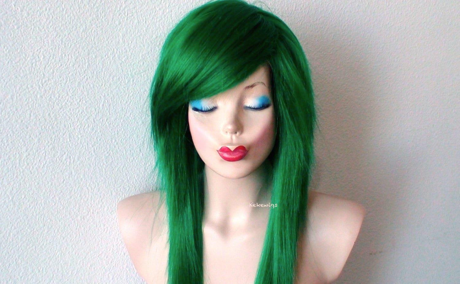 Green Scene Wig. 26 Straight Layered Hair Side Bangs | Etsy
