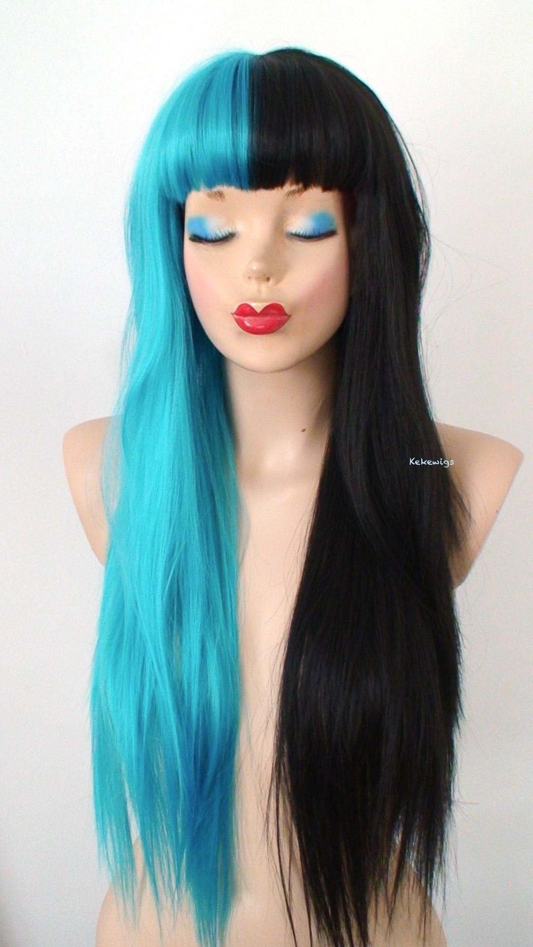 Half Black Half Blue Hair