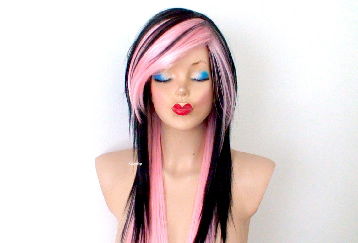 Emo Wig. Black Candy Pink Ombre Wig. Scene Wig. 28 - Etsy