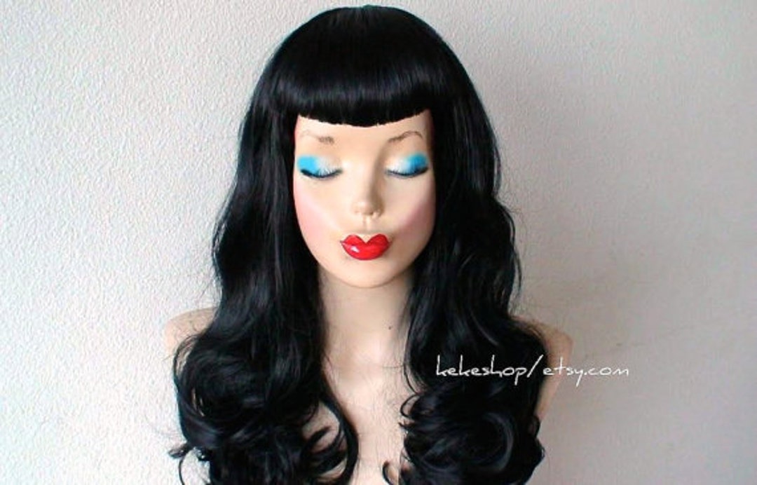Black Wig. Pin-up Wig. U Shape Bangs Wig. Cosplay Wig. - Etsy