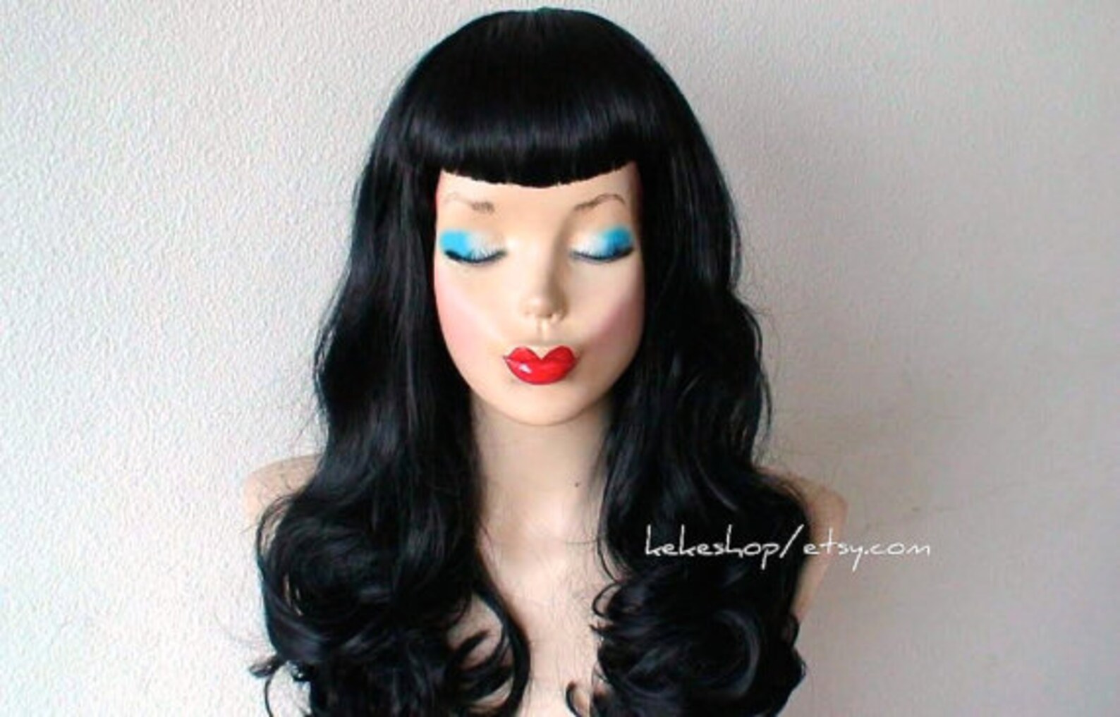 Black Wig. Pin-up Wig. U Shape Bangs Wig. Cosplay Wig. - Etsy