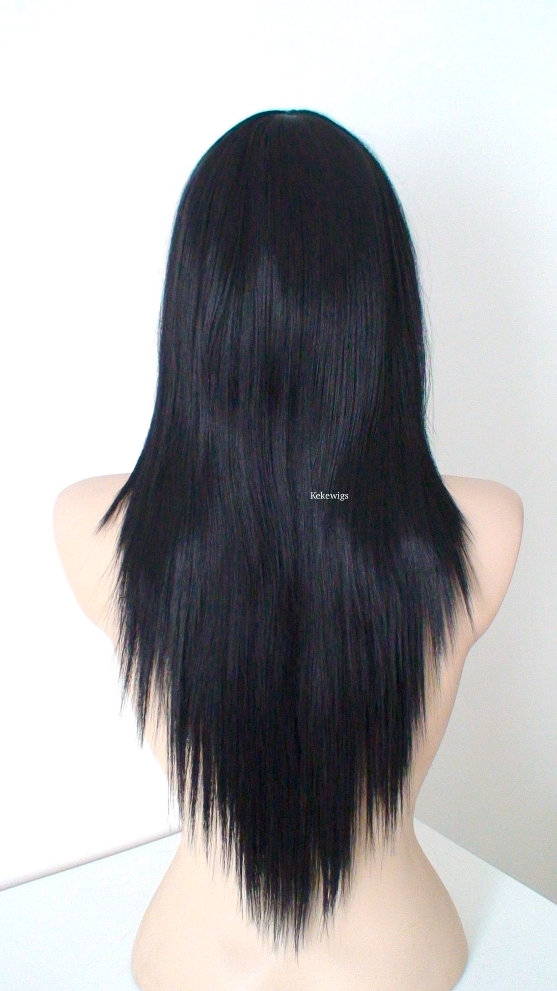 Black Wig. Black Straight Hair With Bangs Wig. Synthetic Wig - Etsy