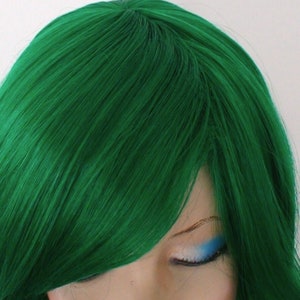Green Wig. 26" Curly Hair Side Bangs Wig. Heat Friendly Synthetic Hair ...