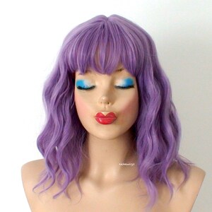 Lavender Wig. 16" Wavy Hair Wig. Heat Friendly Synthetic Hair Wig. - Etsy