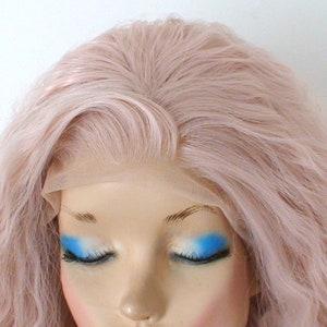 Antique Pink Lace Front Beach Wave Wig. Pastel Ash Pink Wig. Everyday ...
