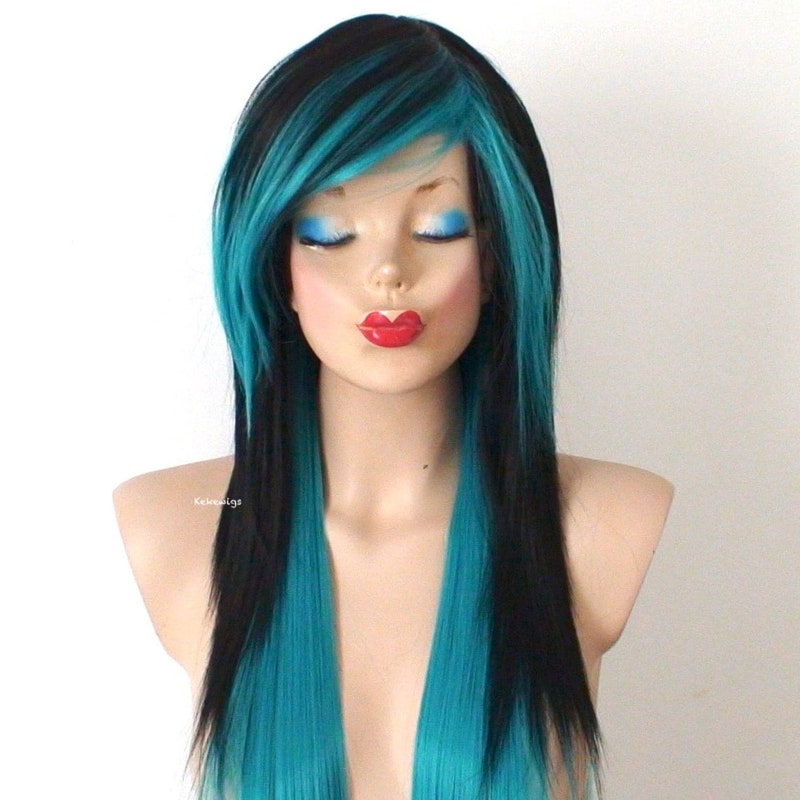 Teal Wig - Etsy
