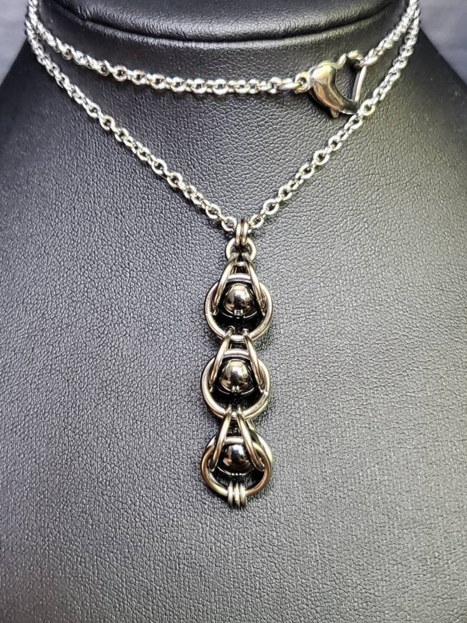 Chain Maille Necklace Captured Orbs Pendant Undrilled - Etsy