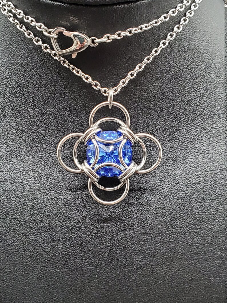 Morningstar Chainmaille Necklace Sapphire Swarovski - Etsy