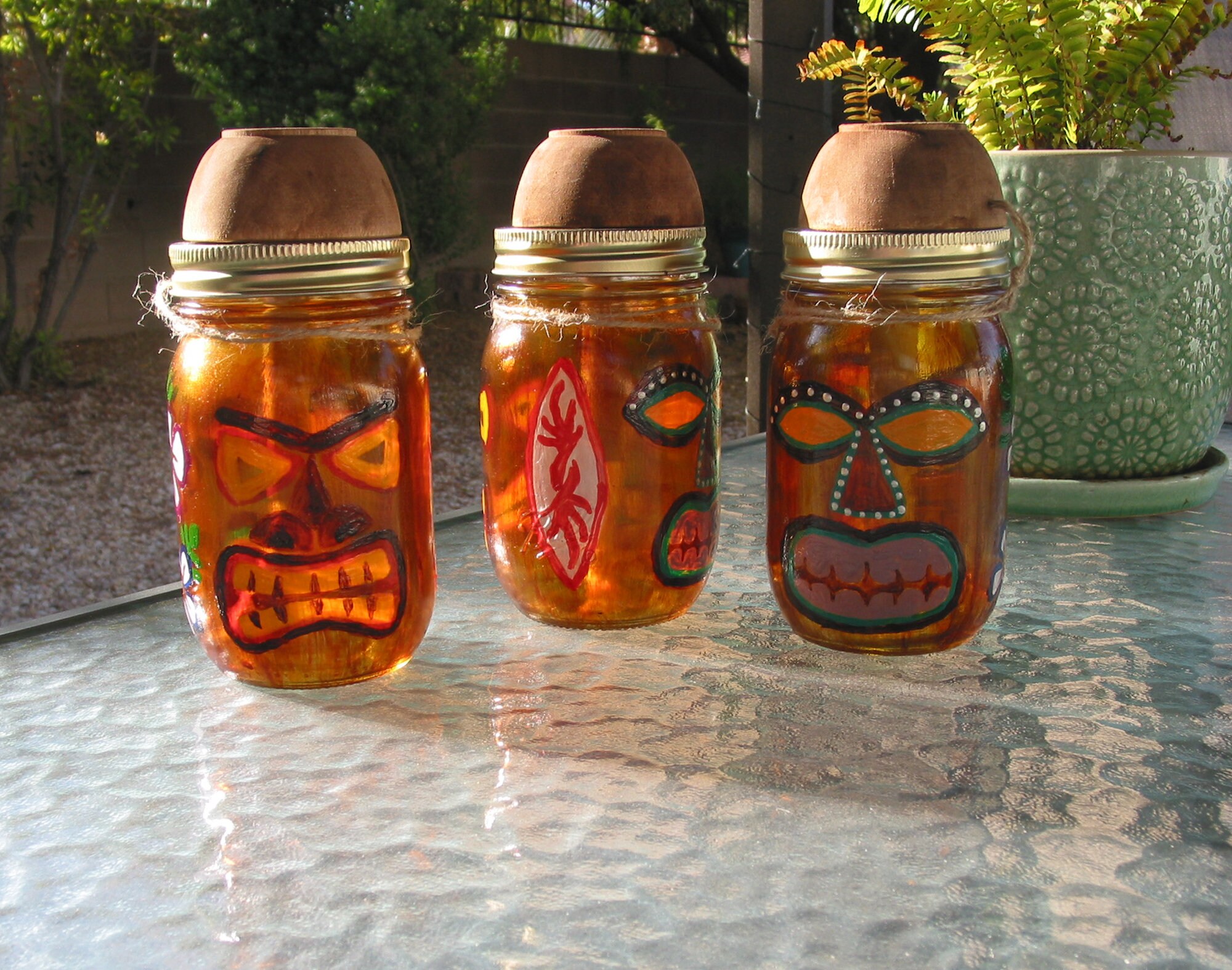 Tiki Painted Mason Jar Torch/lantern #9 - Etsy