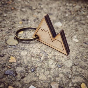 Wooden Mountain Keyring, Car Keychain, Adventure Keyfob, Personalised ...