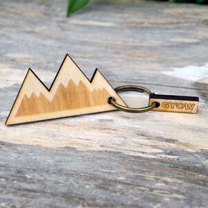 Wooden Mountain Keyring, Car Keychain, Adventure Keyfob, Personalised ...