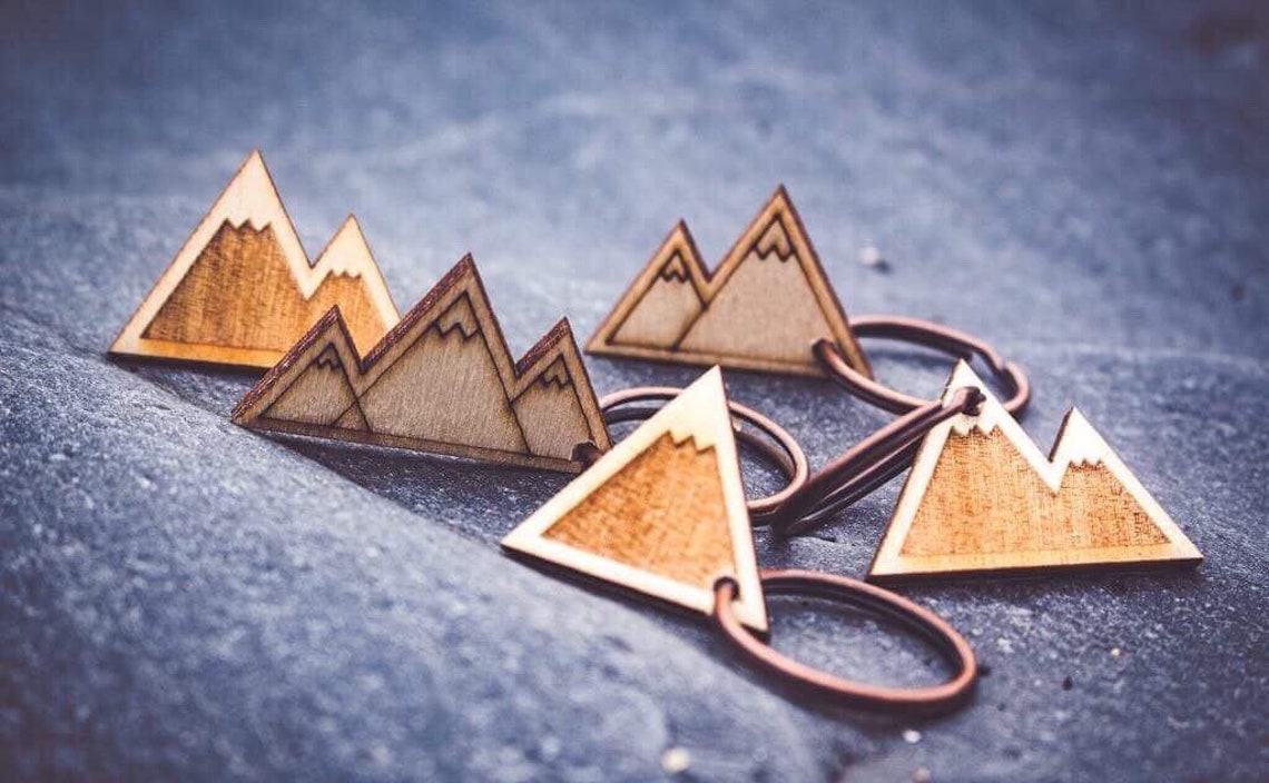 Wooden Mountain Keyring Car Keychain Adventure Keyfob | Etsy UK