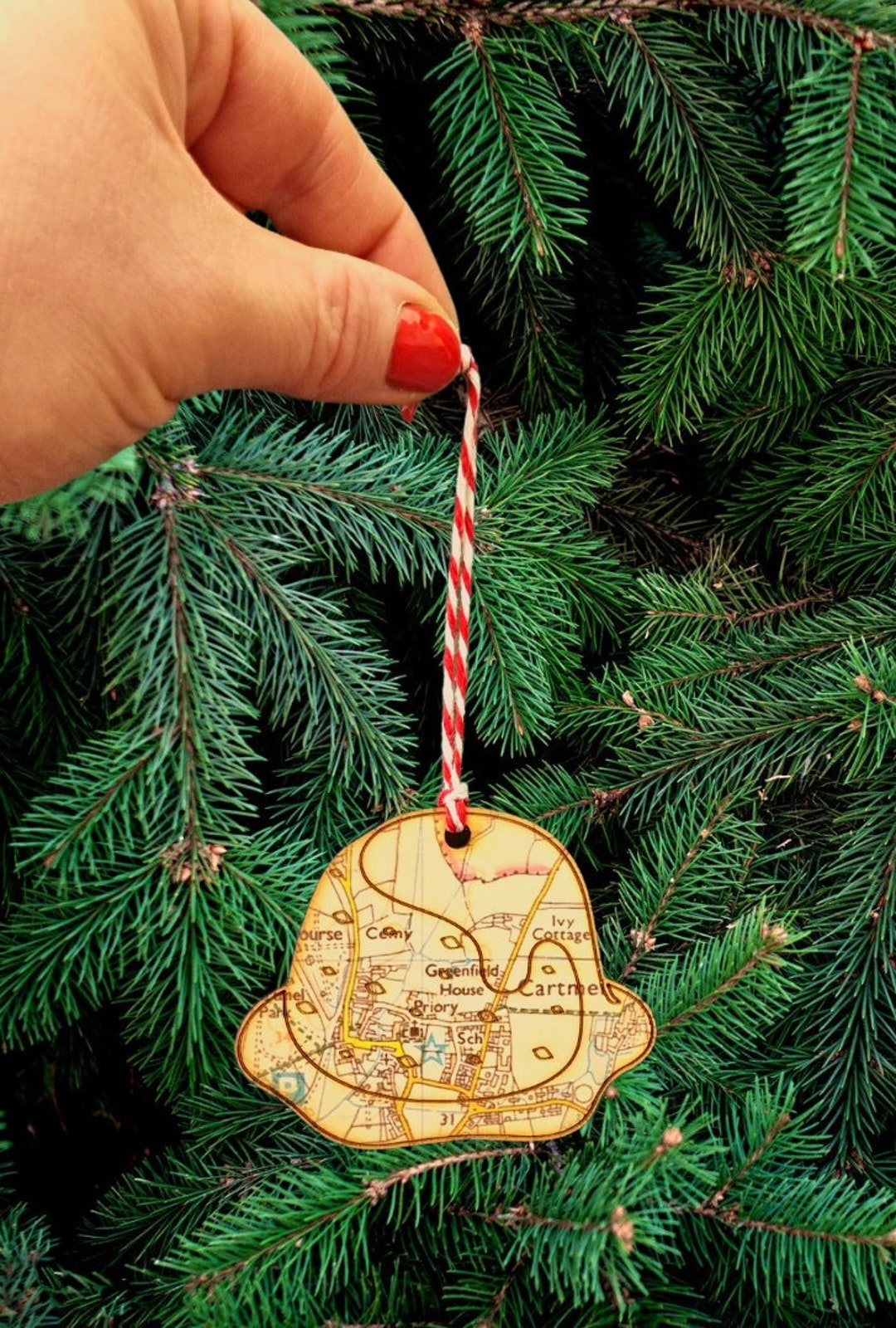 Cartmel Sticky Toffee Pudding Map Christmas Ornament: Lake District ...