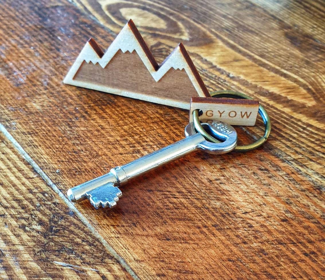 Wooden Mountain Keyring Car Keychain Adventure Keyfob | Etsy UK