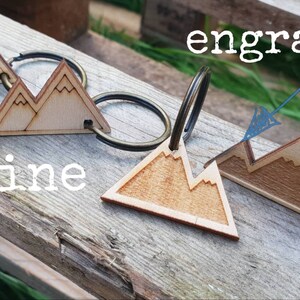 Wooden Mountain Keyring, Car Keychain, Adventure Keyfob, Personalised ...