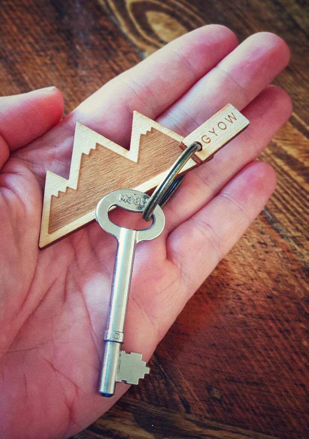 Wooden Mountain Keyring Car Keychain Adventure Keyfob | Etsy UK