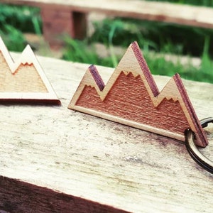 Wooden Mountain Keyring Car Keychain Adventure Keyfob | Etsy UK
