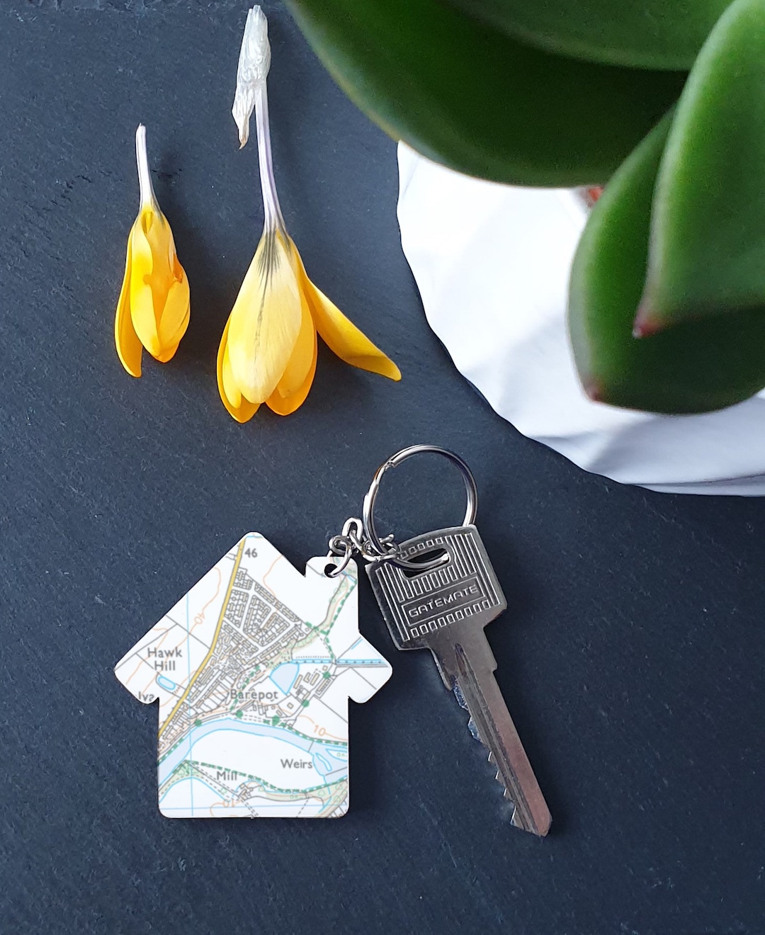 Personalized New Home Map Keyring: Postcode Location Gift - Etsy