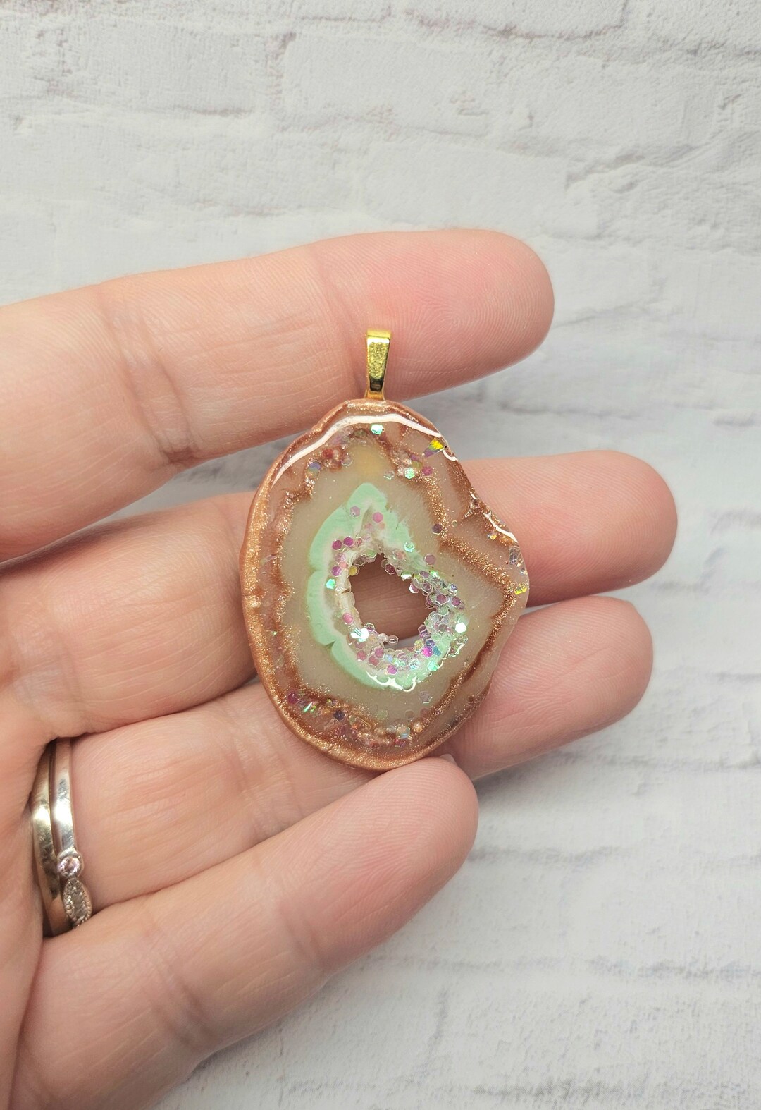 Faux Geode Polymer Clay Necklace, Handmade! - Etsy