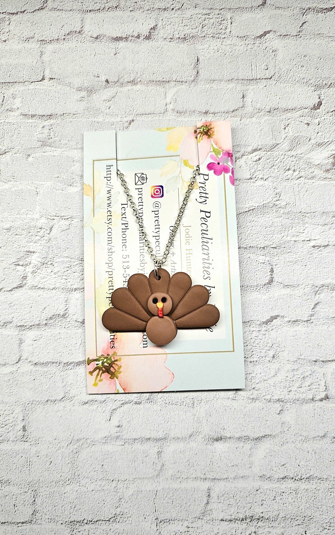 Thanksgiving Turkey Polymer Clay Necklace, Handmade and Tarnish ...