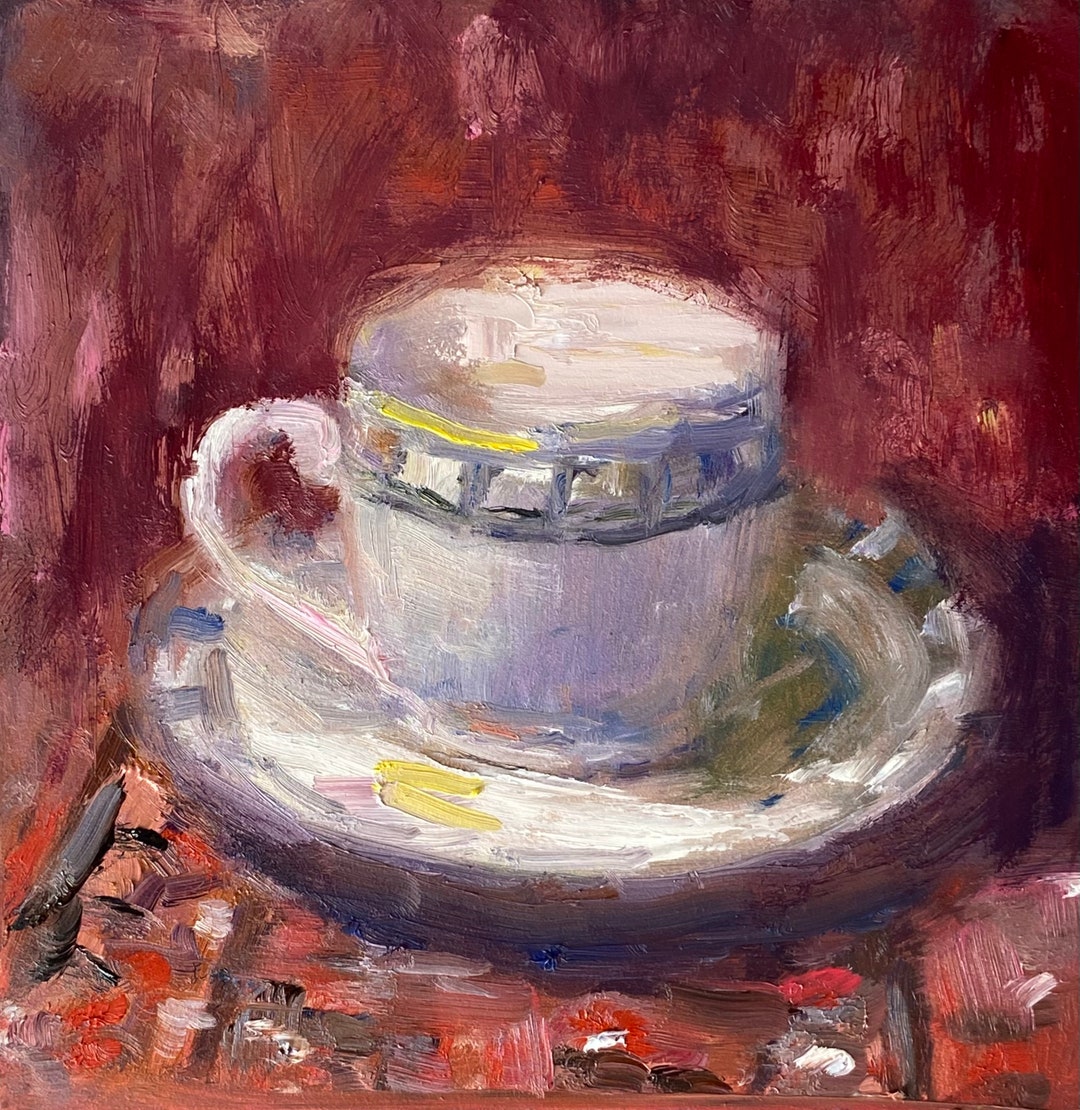 Small White Tea Cup Still Life Painting Alla Prima Oil on - Etsy