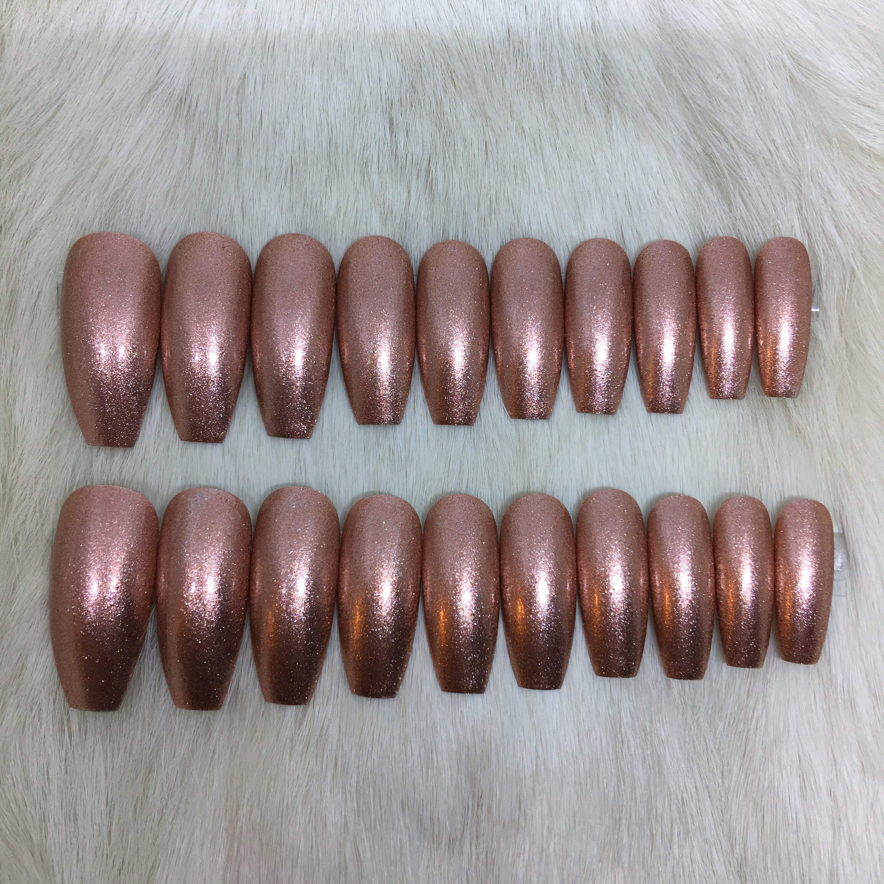 Set of 20 Handpainted Copper Penny Glossy Nails CHOOSE | Etsy